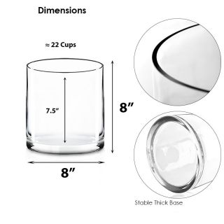 12 x 12 Inch Decorative Clear Glass Cylinder Vase | Glass Vases Depot
