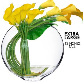 12 Inch Decorative Glass Moon Shaped Flat Oval Vase | Glass Vases Depot