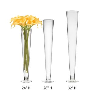 24 x 6 Inch | Glass Clarinet Trumpet Vase | Wedding Centerpiece | Glass ...