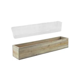 White Wood Rectangle Planter Box With Plastic Liner (H:6" Open:23"x6 ...