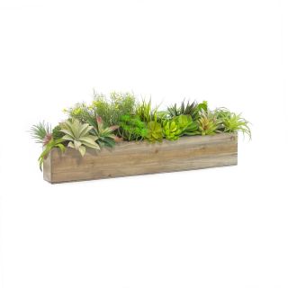 White Wood Rectangle Planter Box With Plastic Liner (H:6" Open:23"x6 ...