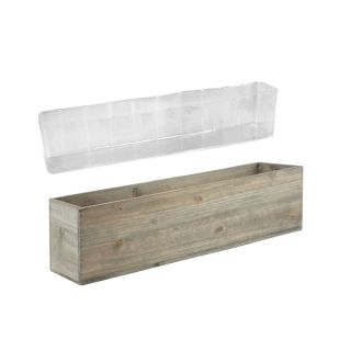 White Wood Rectangle Planter Box With Plastic Liner (H:6" Open:23"x6 ...