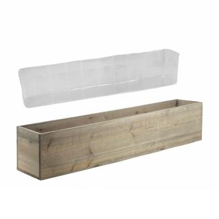 White Wood Rectangle Planter Box With Plastic Liner (H:6" Open:23"x6 ...