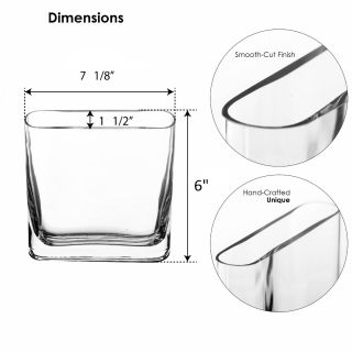 Slender Rounded Rectangular Glass Vases | Glass Vases Depot