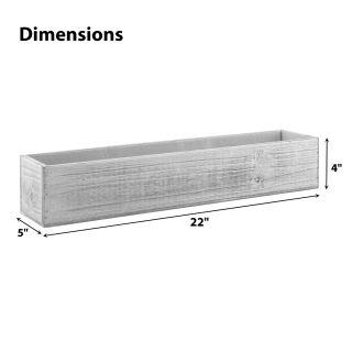 White Wood Rectangle Planter Box With Plastic Liner (H:6" Open:23"x6 ...