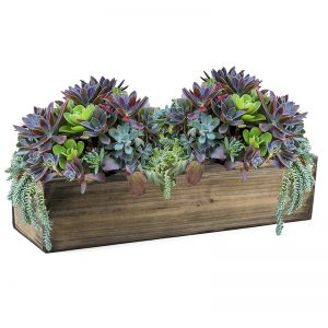 Wood Rectangle Planter Box With Zinc Liner | Glass Vases Depot