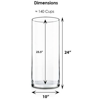 12 x 12 Inch Decorative Clear Glass Cylinder Vase | Glass Vases Depot