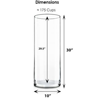 12 x 12 Inch Decorative Clear Glass Cylinder Vase | Glass Vases Depot