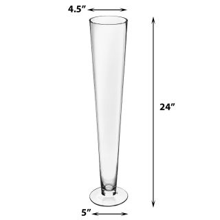 24 x 6 Inch | Glass Clarinet Trumpet Vase | Wedding Centerpiece | Glass ...
