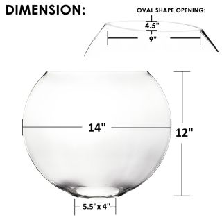 7.5 Inch Decorative Glass Moon Shaped Flat Oval Vase | Glass Vases Depot