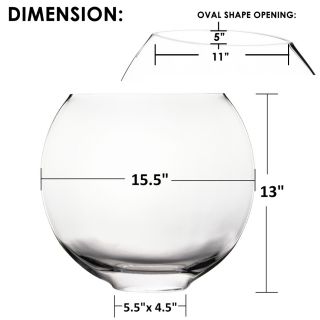 12 Inch Decorative Glass Moon Shaped Flat Oval Vase | Glass Vases Depot