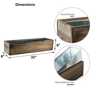 4 x 10 x 5 in | Rectangle Wood Box Planter with Plastic Insert Liner ...