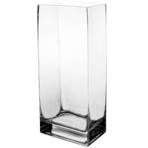 14" High End Rectangular Clear Glass Vase | Glass Vases Depot