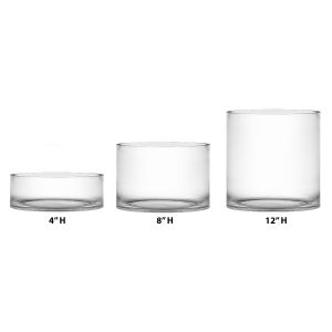 12 x 12 Inch Decorative Clear Glass Cylinder Vase | Glass Vases Depot