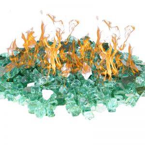 Light Teal Green Reflective Tempered Fire Glass For Firepits | Glass ...