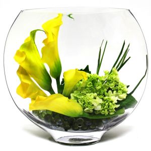 12 Inch Decorative Glass Moon Shaped Flat Oval Vase | Glass Vases Depot