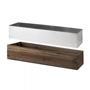 6 x 30 x 6 Inch Natural Wood Rectangle Planter Box w/ Zinc Metal Liner ...